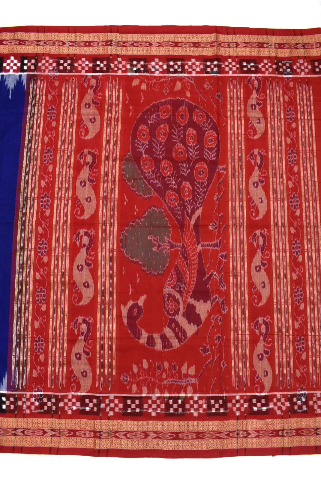 Blue Colour Pasapali Border Sambalpuri Handloom Cotton Bomkai Saree ...