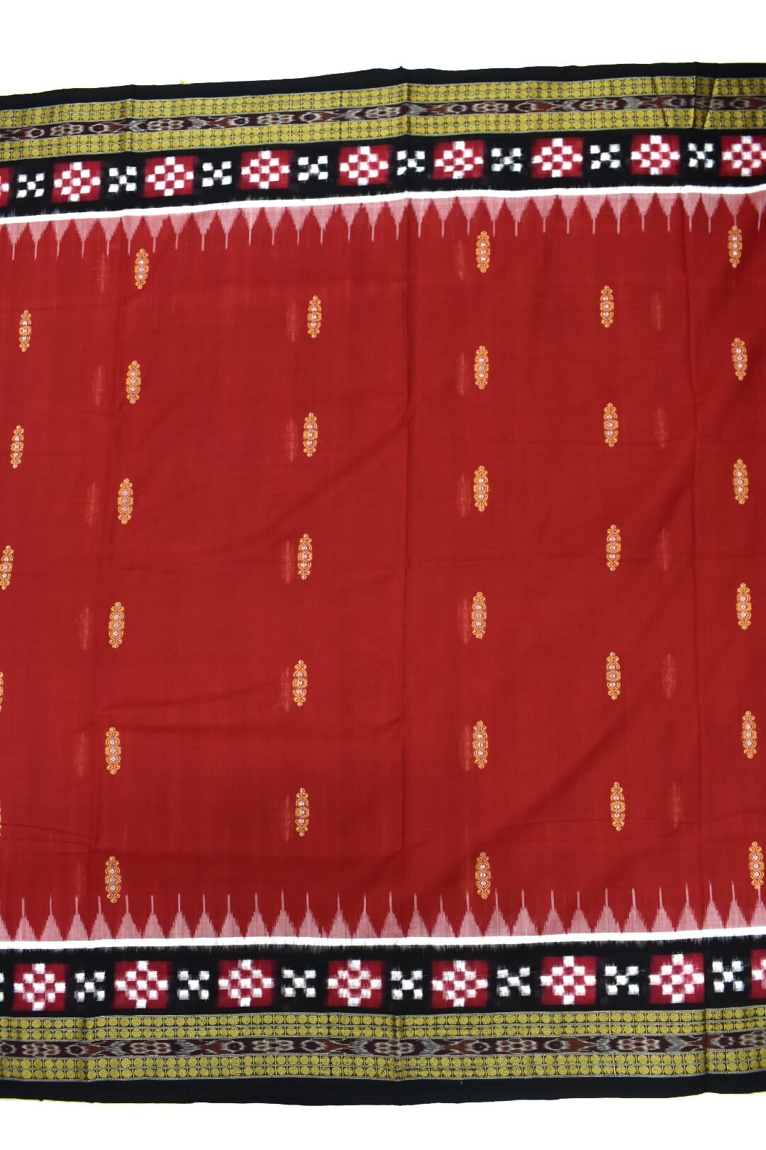 Red Colour Pasapali Border Sambalpuri Handloom Cotton Saree ...