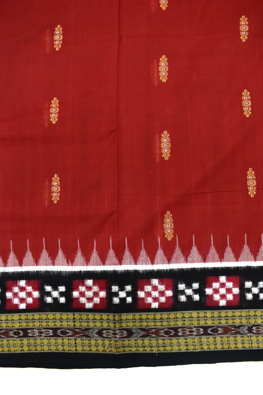Red Colour Pasapali Border Sambalpuri Handloom Cotton Saree ...