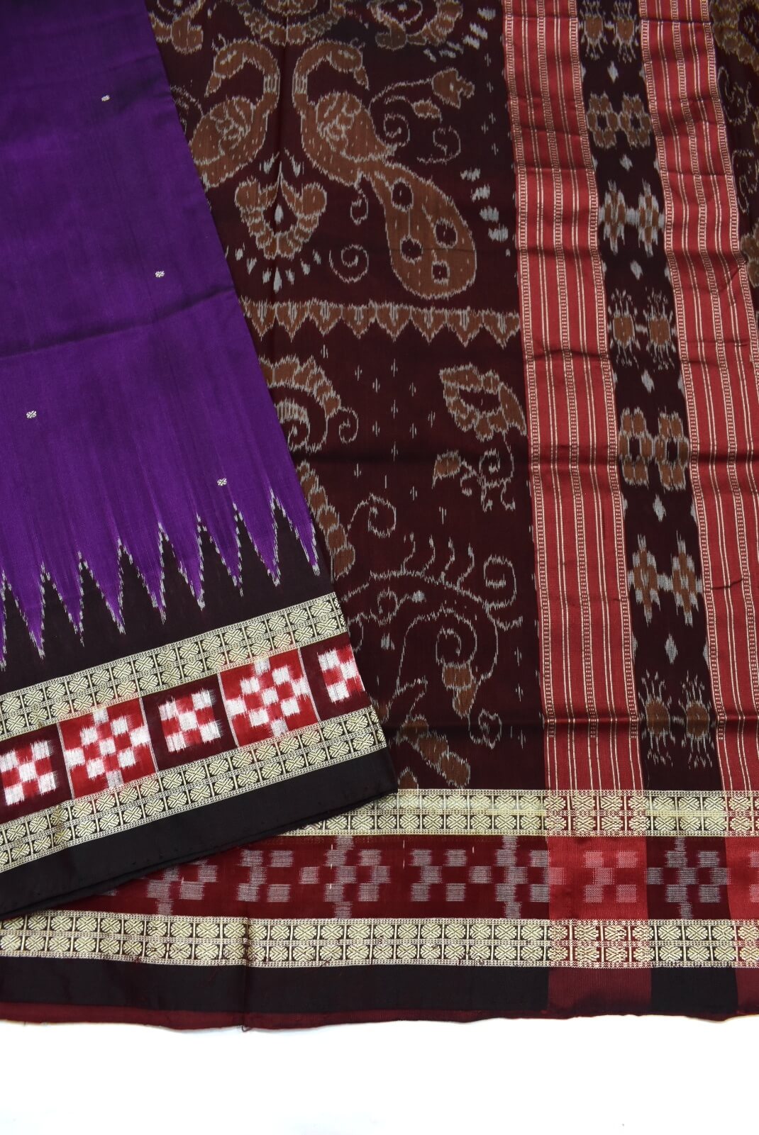 Violet Colour Pasapali Border Sambalpuri Handloom Bomkai Silk Saree ...