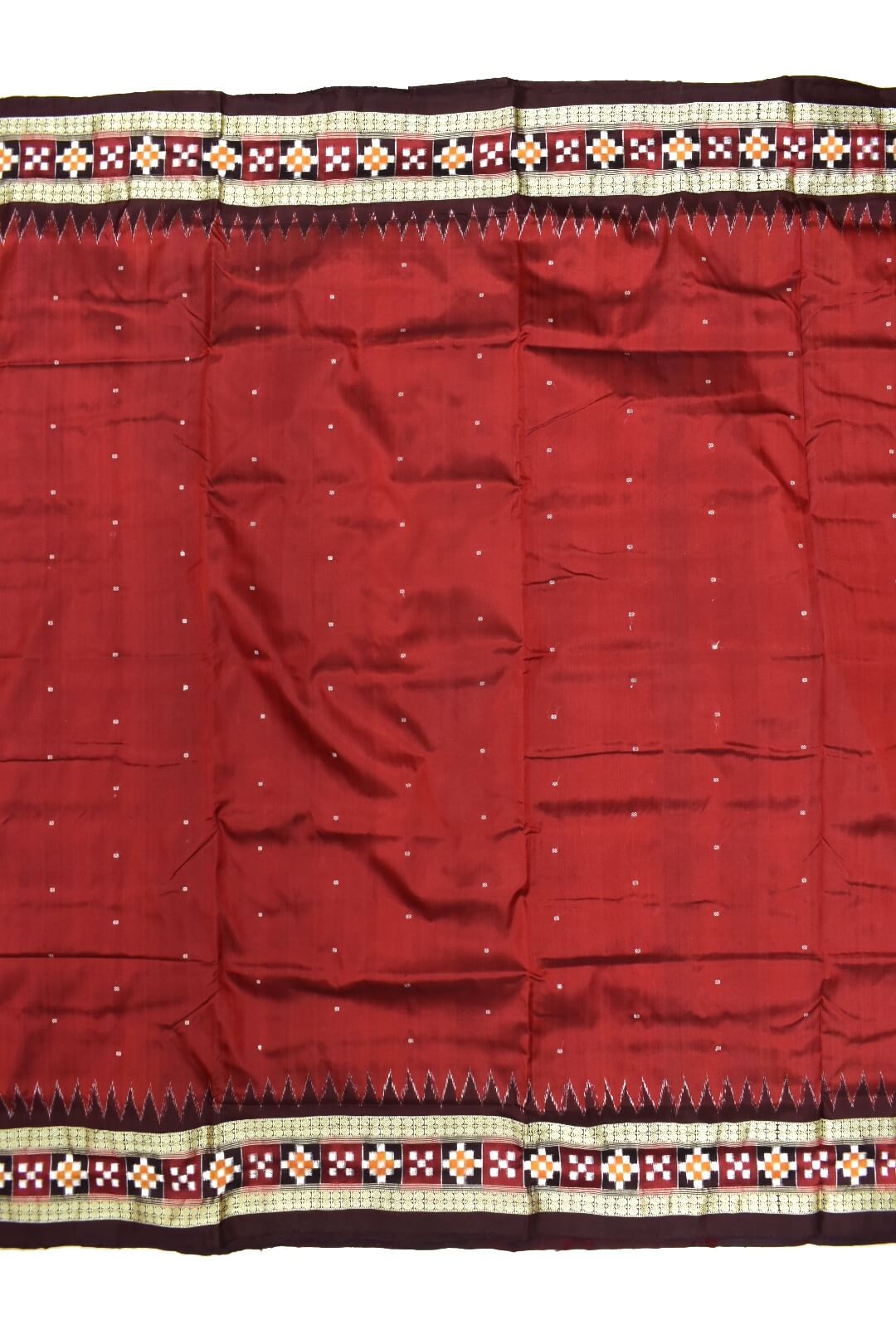 Maroon Colour Pasapali Border Sambalpuri Handloom Bandha Silk Saree ...