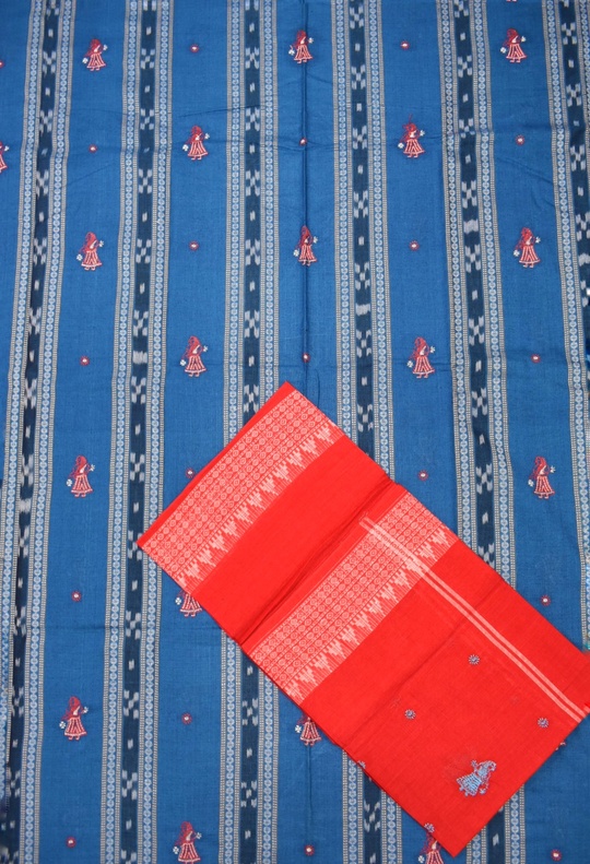 Sky Colour Sambalpuri Handloom Cotton Bomkai Dress Material ...