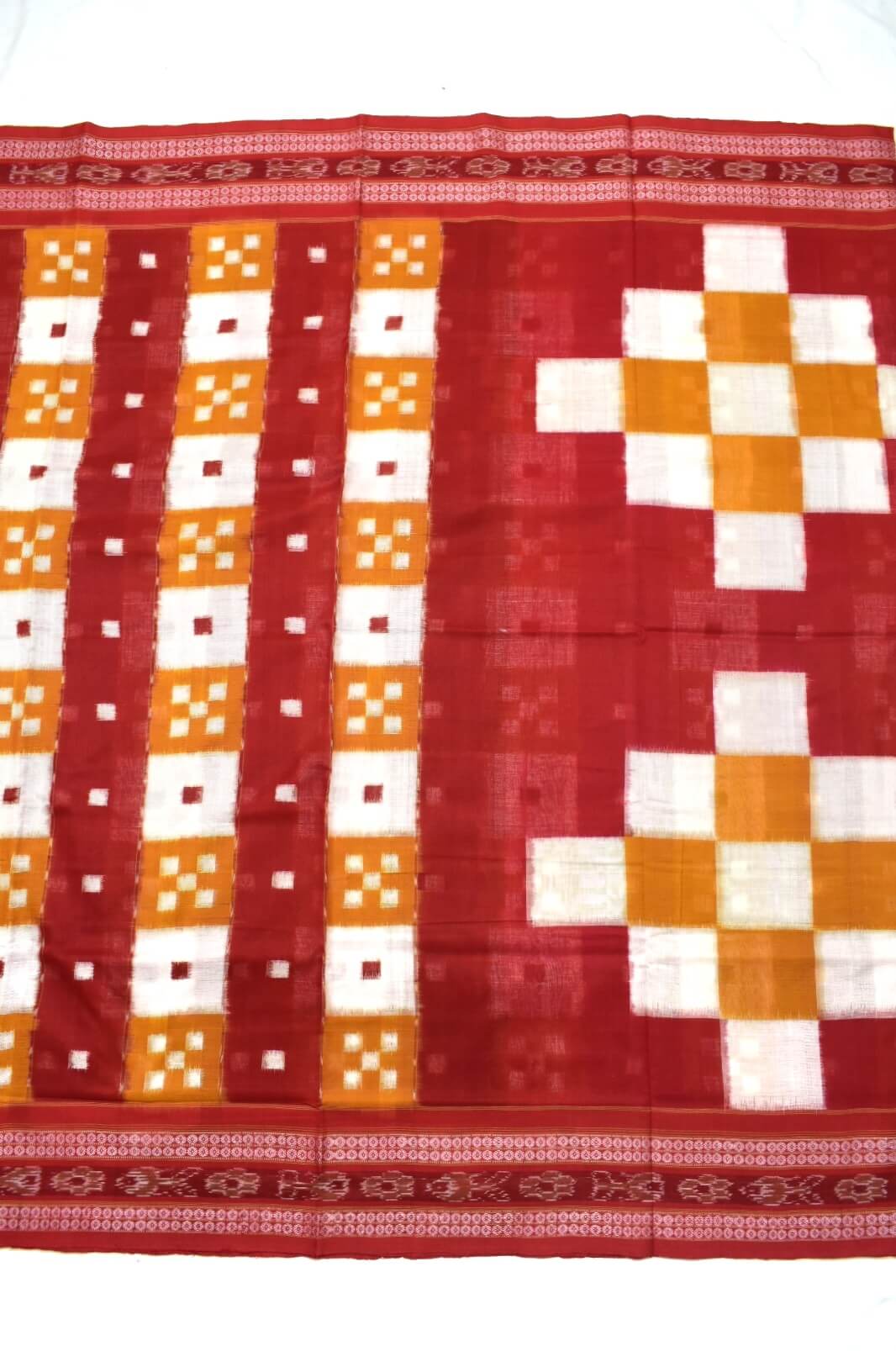 Red-Yellow Pasapali Design Sambalpuri Handloom Cotton Saree ...