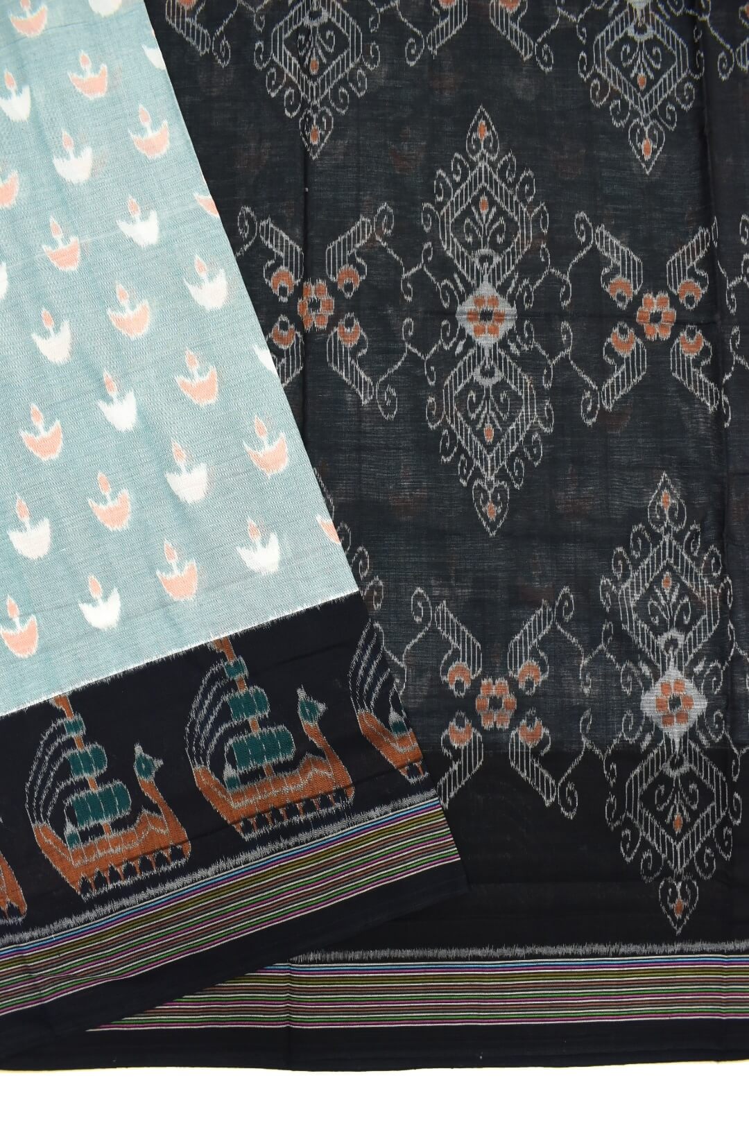 lite green Colour Boita Design Sambalpuri Handloom Cotton Saree ...