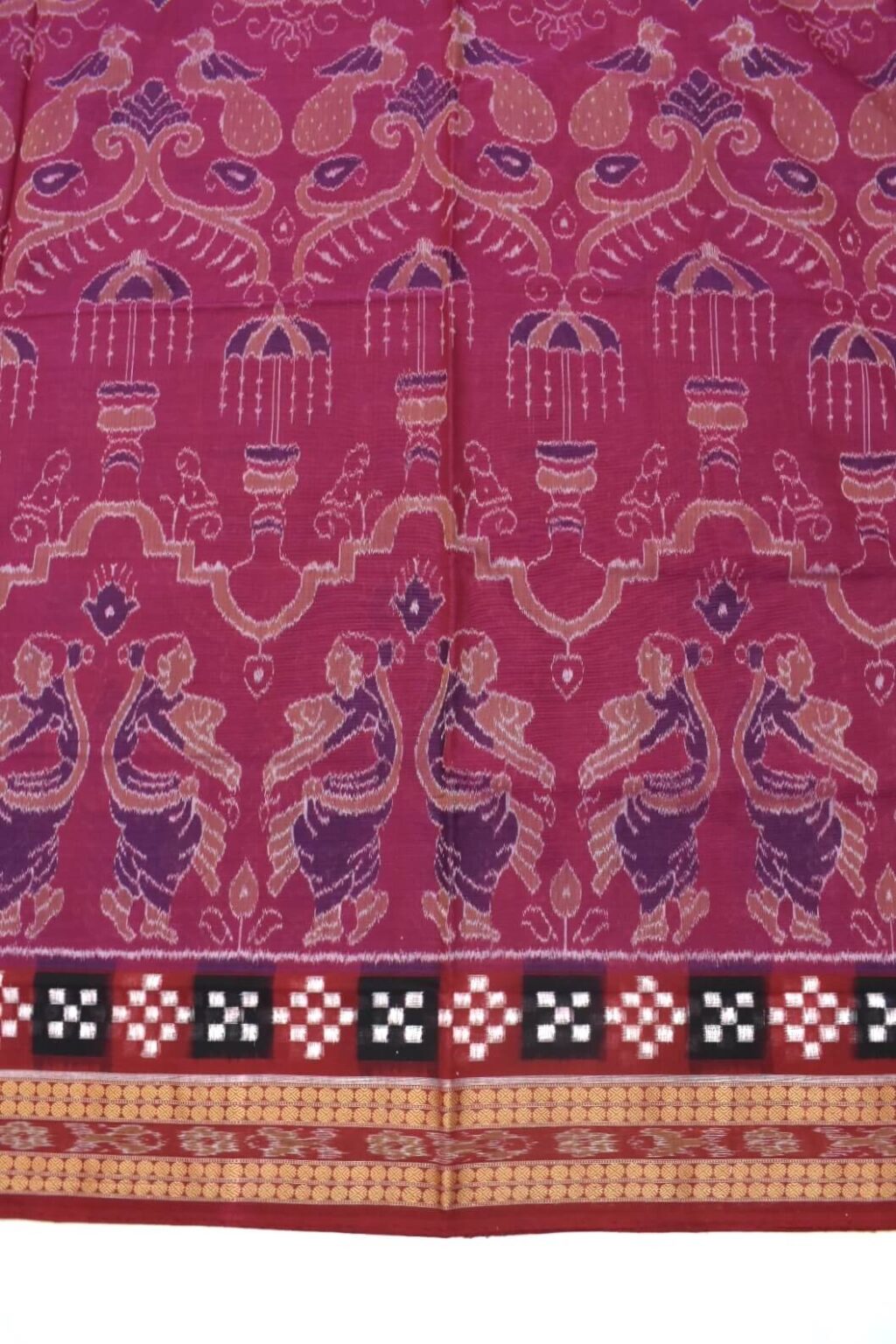 Purple Colour Pasapali Border Sambalpuri Handloom Cotton Bandha Saree ...