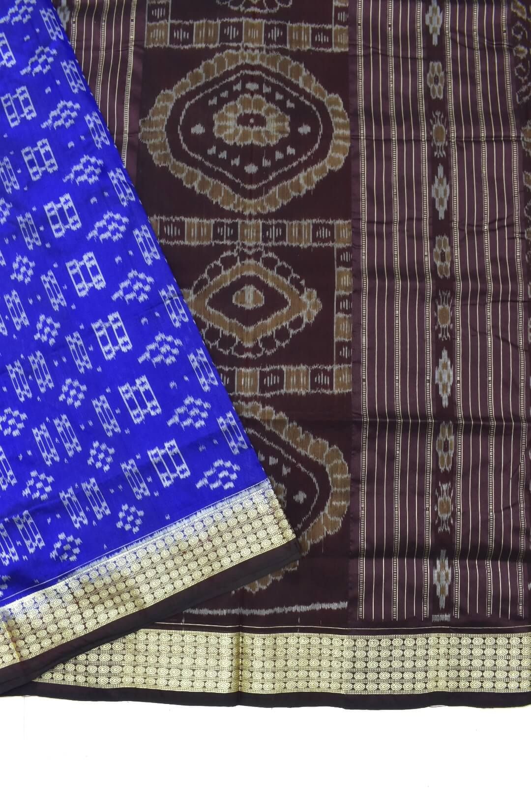 Blue Colour Pasapali Design Sambalpuri Handloom Bandha Silk Saree ...