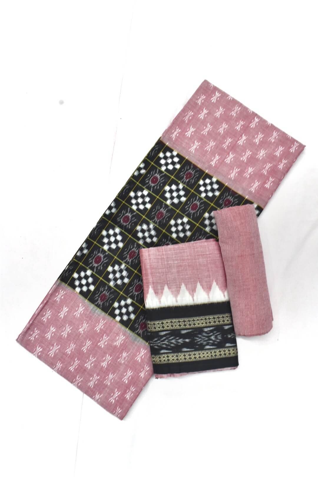 Pitch Colour Pasapali Design Sambalpuri Handloom Cotton Dress Materials ...