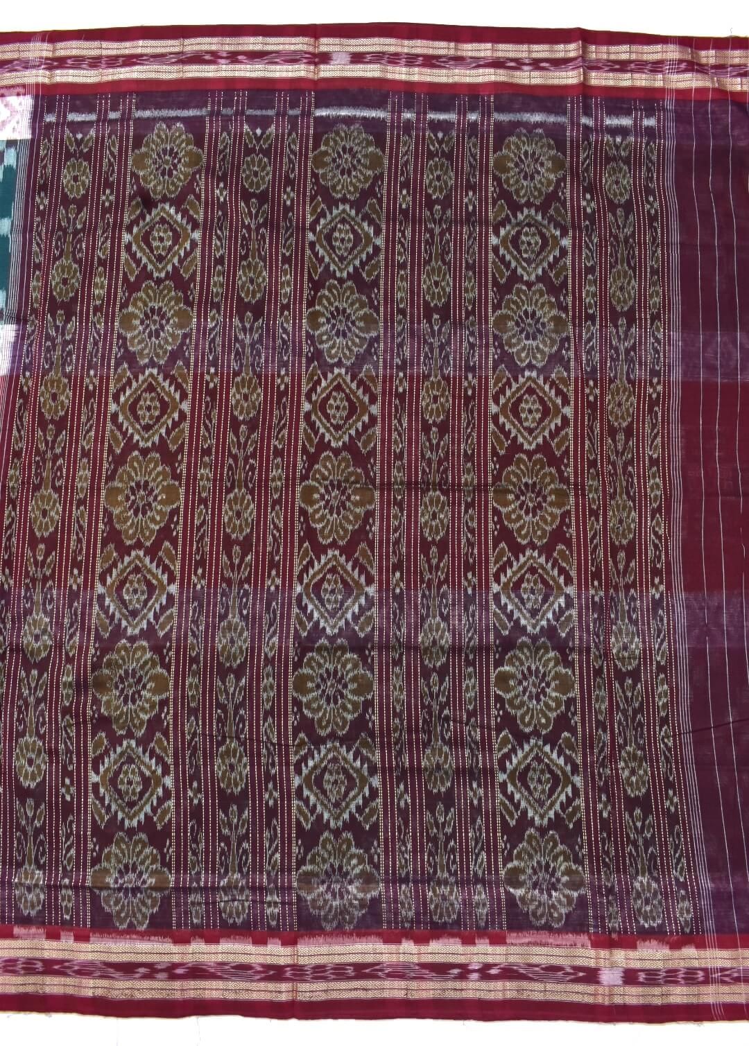 Green-Red Sambalpuri Handloom Mania bandha Cotton Saree - Sambalpuri ...