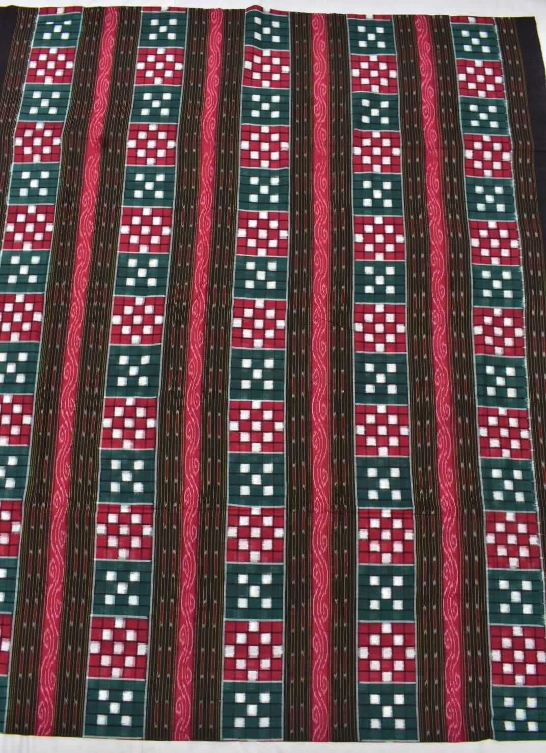 Green-Red Colour Pasapali Design Sambalpuri Handloom Cotton Fabrics ...