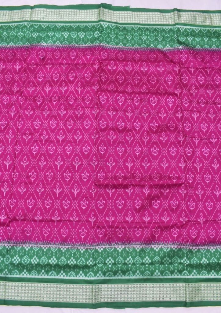 Rani Pink-Green Combination Sambalpuri Handloom Bandha Silk Saree ...