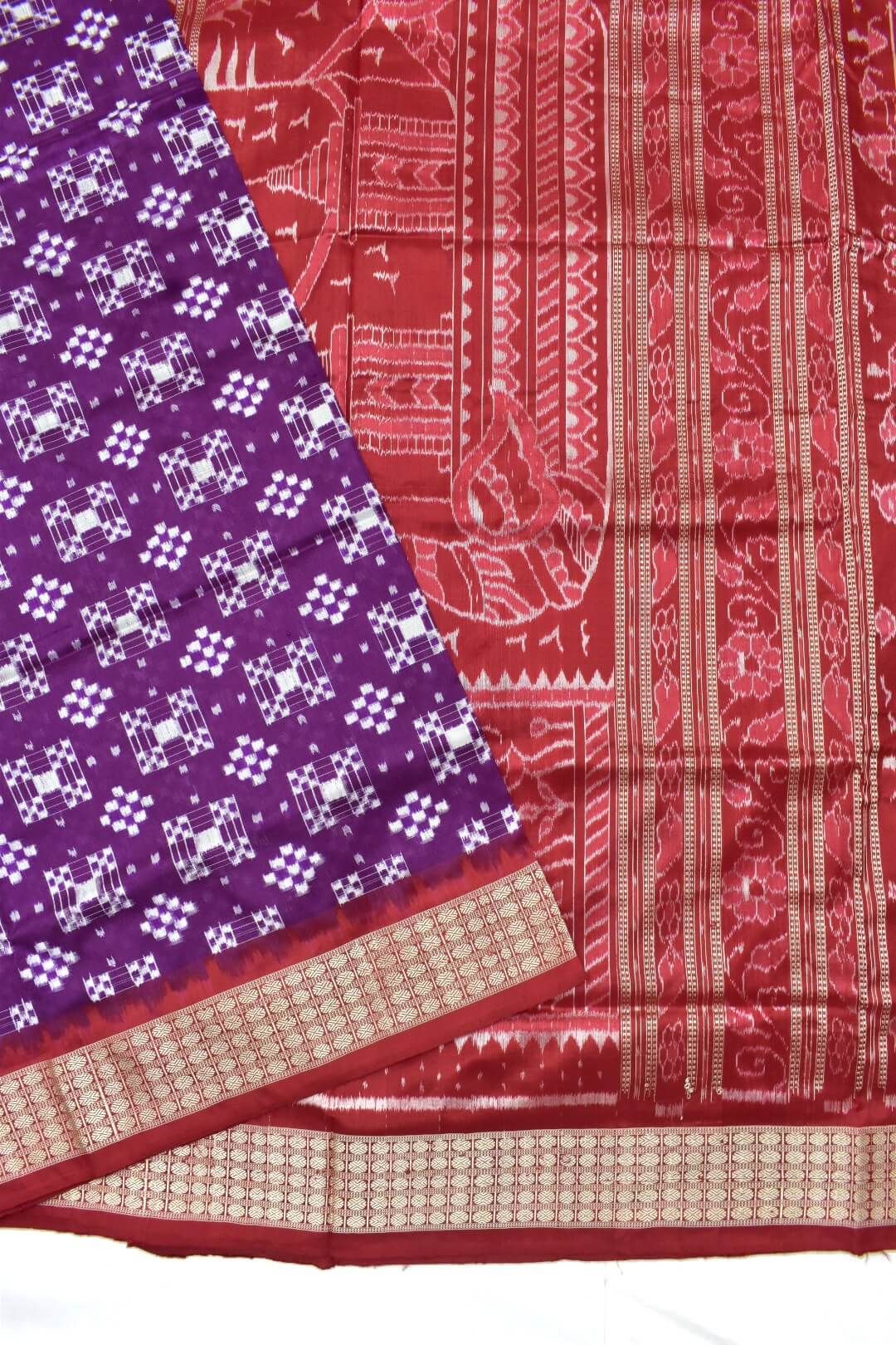 Purple Colour Pasapali Design Sambalpuri Handloom Bandha Silk Saree ...
