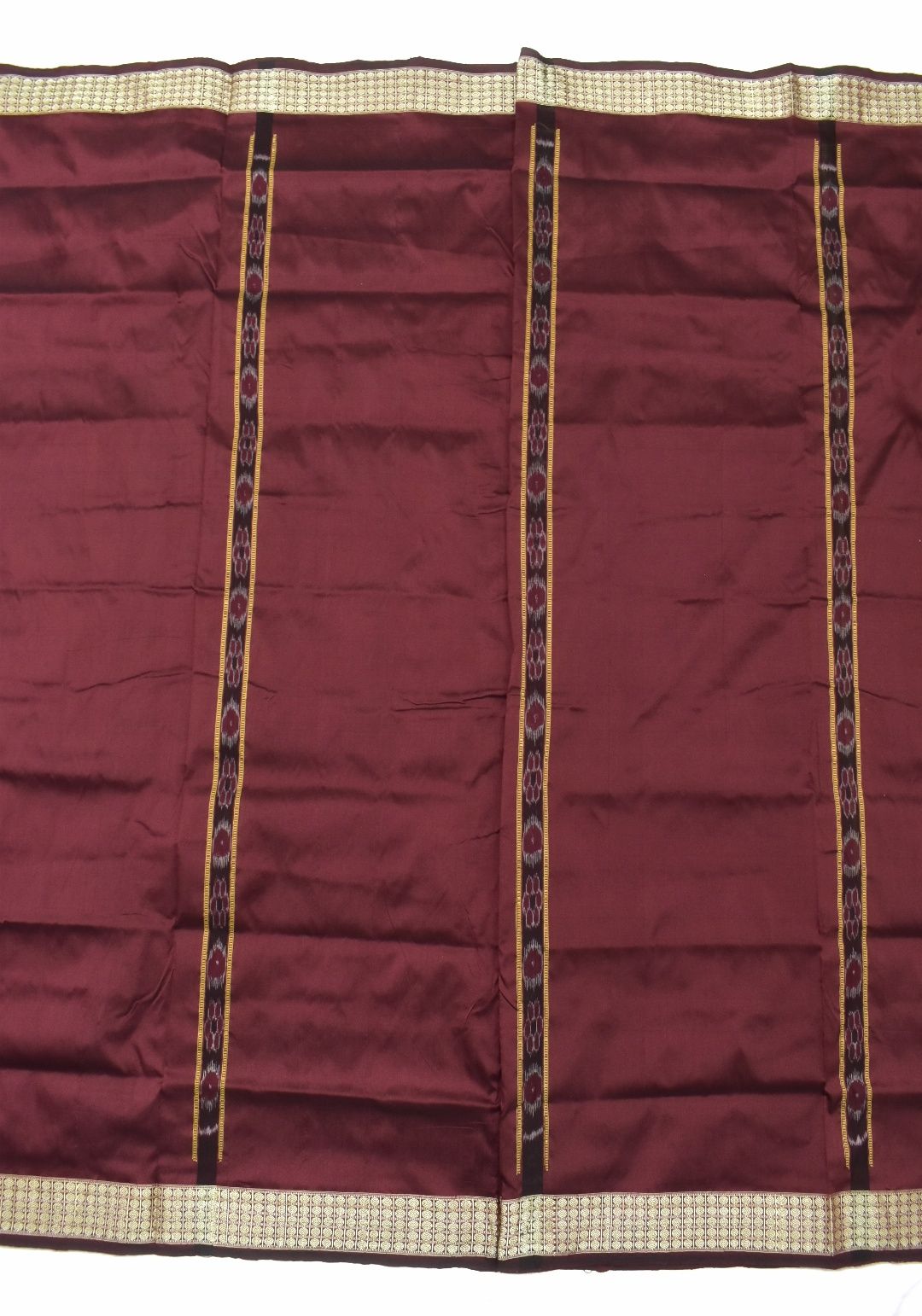 Maroon-Coffe Combination Half Half Design Sambalpuri Handloom Silk ...