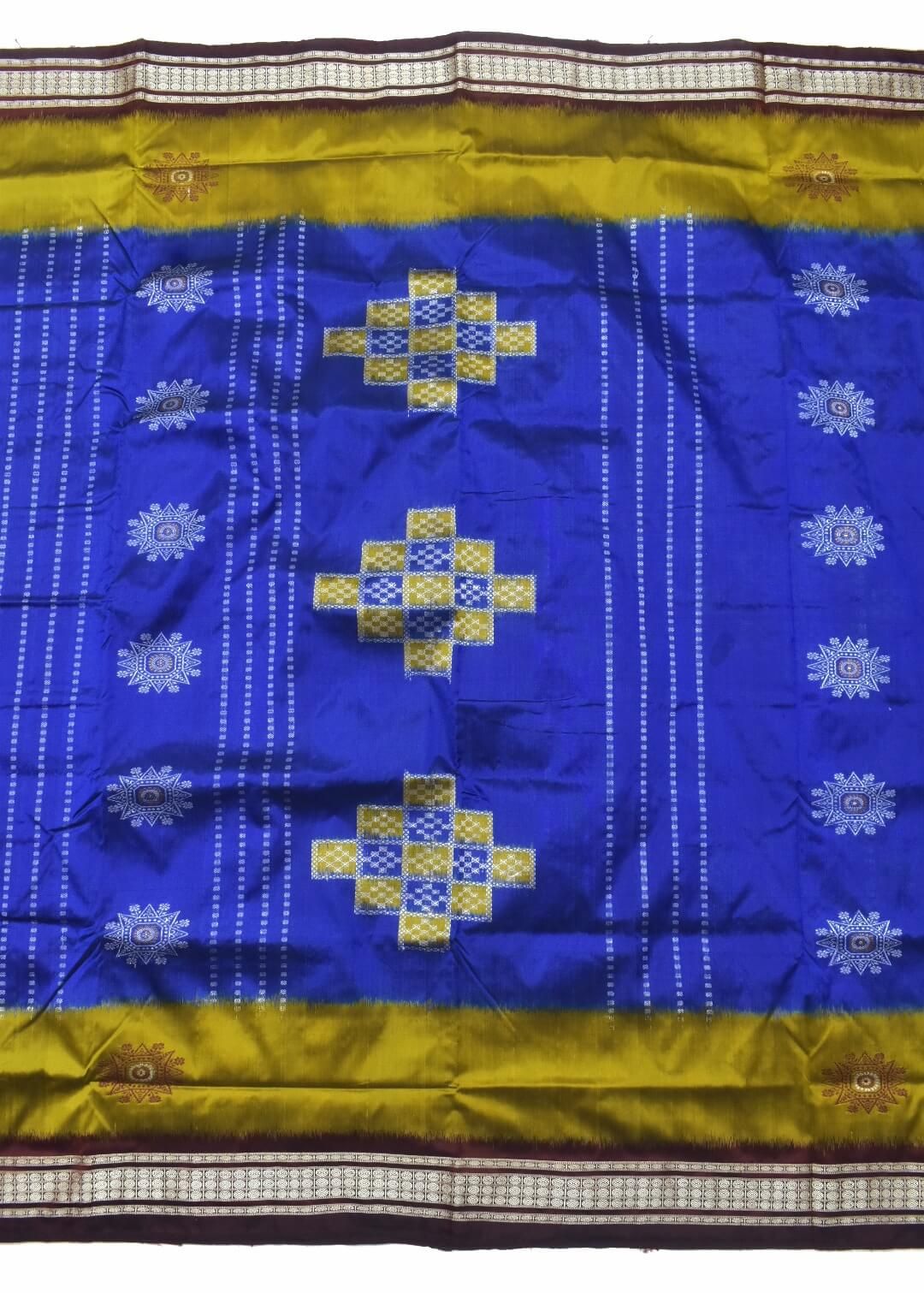 Sky Blue Colour Pasapali Design Sambalpuri Handloom Bomkai Silk Saree ...