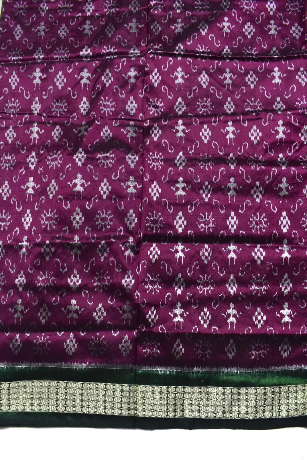 Rani Colour Tribal Design Sambalpuri Handloom Bandha Silk Saree ...