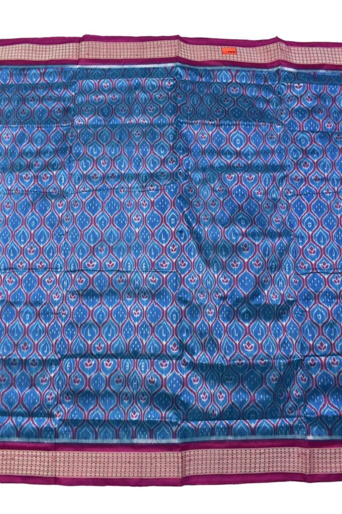 Sky Colour Sambalpuri Handloom Cotton Silk Saree - Sambalpuri Handloom Item