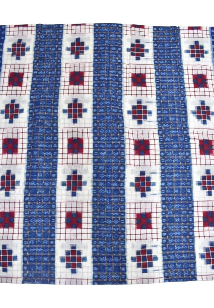 Red-Blue Sambalpuri Handloom Cotton Fabrics - Sambalpuri Handloom ...